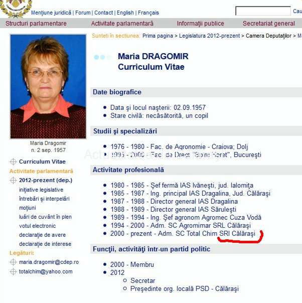 Deputata Maria Dragomir este administrator la…S.R.I. – Actualitatea de ...